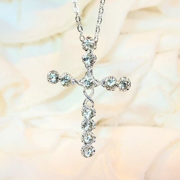 Jewelry | Simulated Bubble Diamond Sterling Silver Twist Cross Pendant ...
